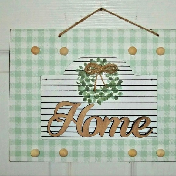 Hand Crafted | Accents | New Farmhouse Home Green Buffalo Check Hanging ...